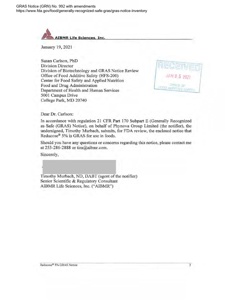 GRAS Notice GRN 992 White Mulberry Morus Alba Linn Leaf Extract | PDF ...
