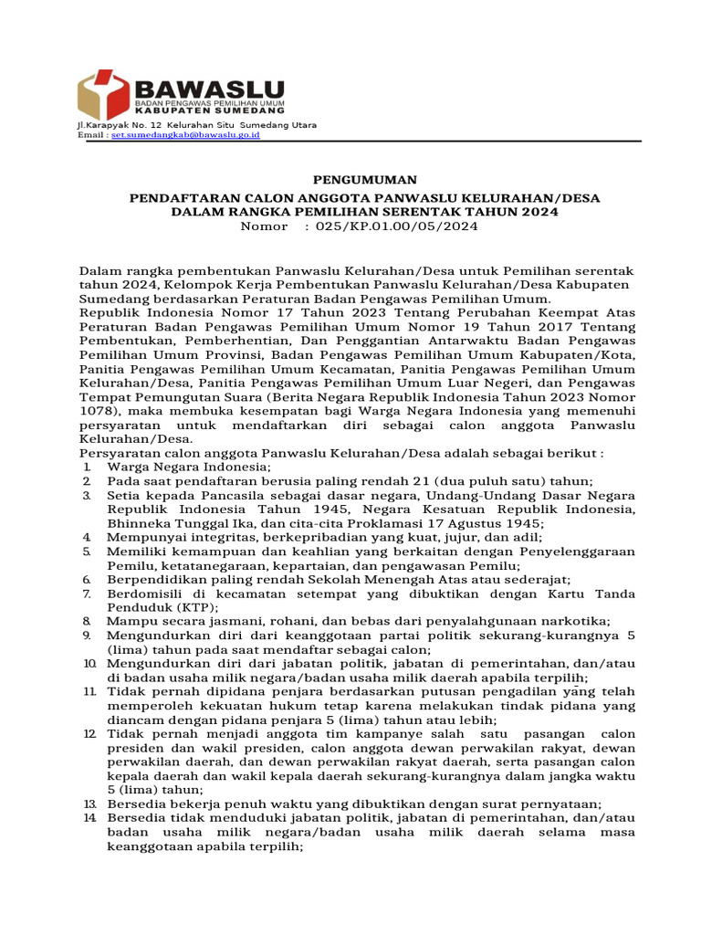 Pengumuman & Berkas Pendaftaran PKD | PDF