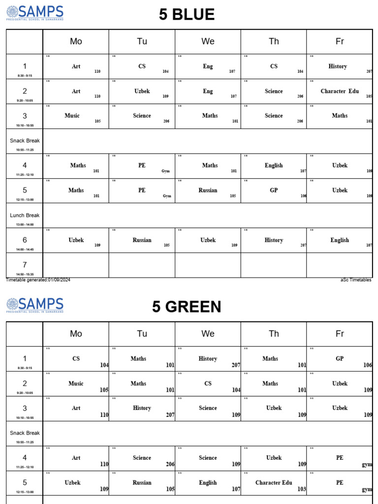 Time Table New | PDF