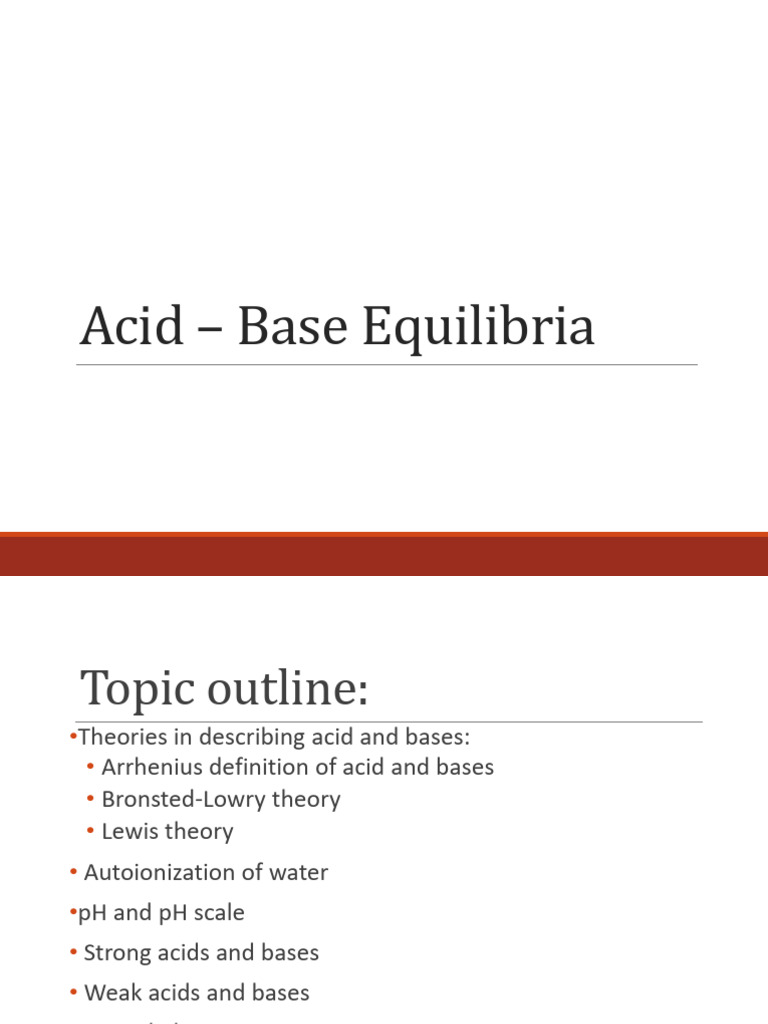 Acid-Base Equilibria With Exercises | PDF