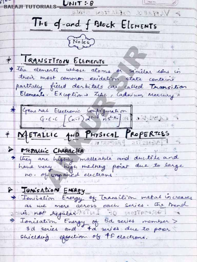 D F Block Notes. | PDF