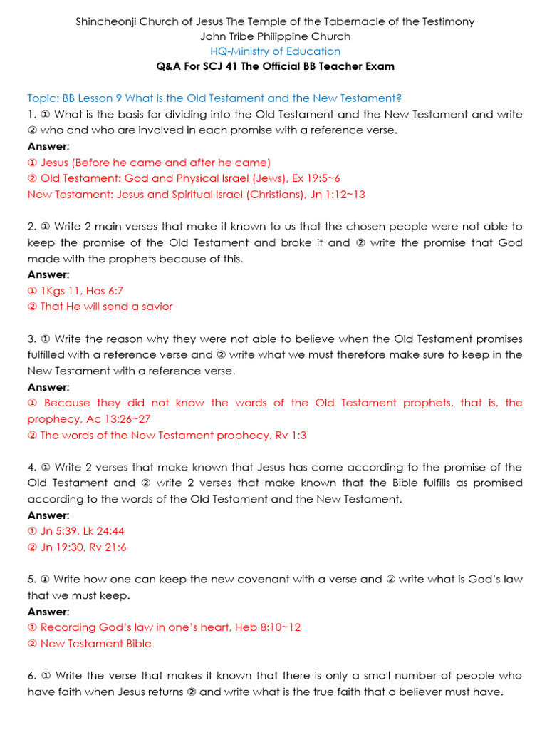 Q&A For SCJ 41 The Official BB Teacher Exam | PDF