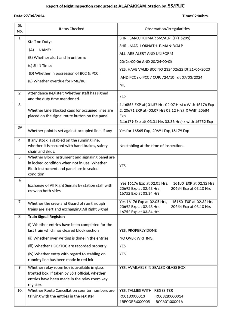 Night Inspection Alp | PDF