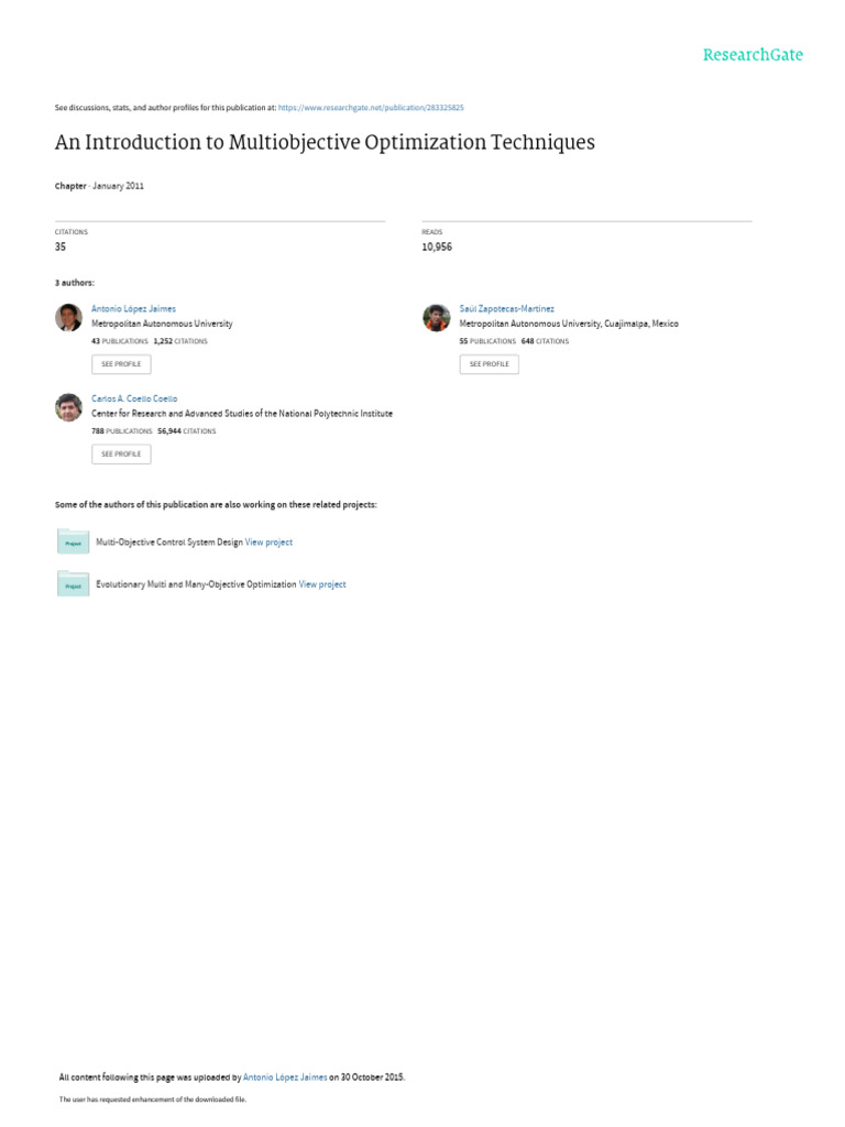 An Introduction To Multiobjective Optimization Techniques | PDF