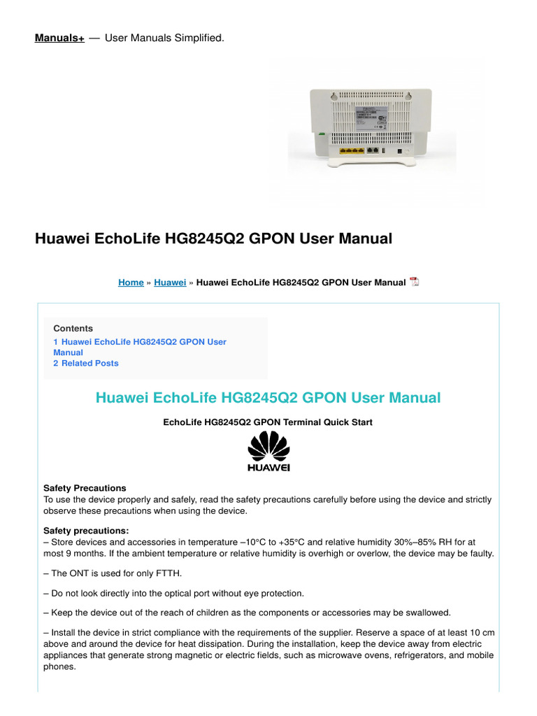 huawei-echolife-hg8245q2-gpon-user-manual | PDF