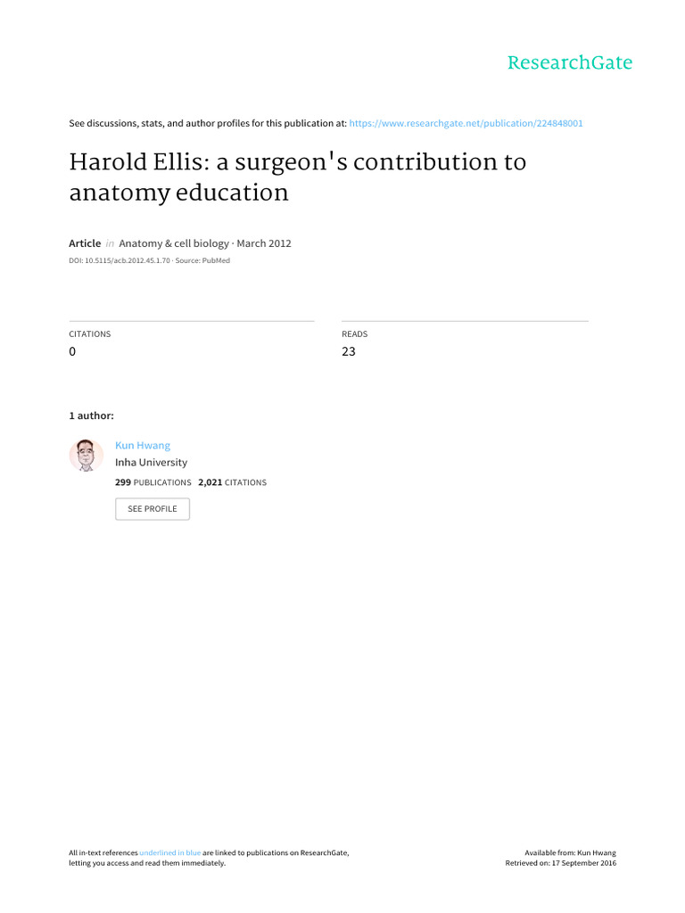 Harold Ellis: A Surgeon's Contribution To Anatomy Education: Anatomy ...