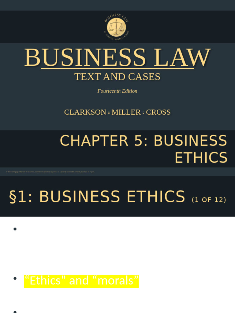 Clarkson14e - PPT - ch03 Bus Ethics | PDF