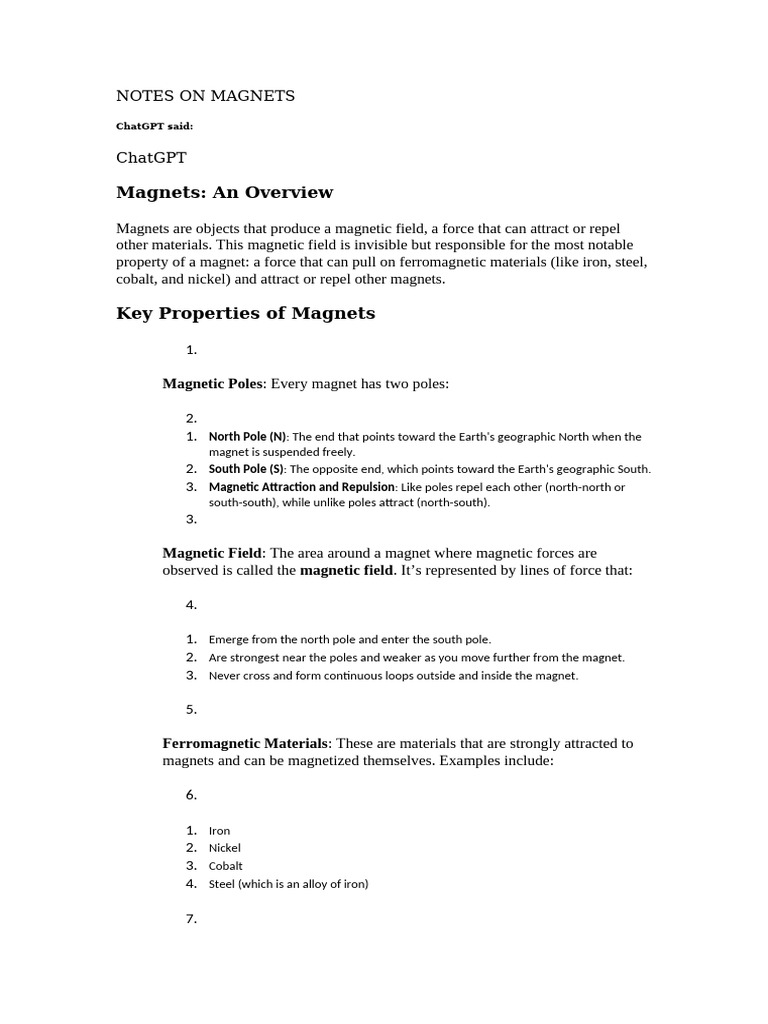 Notes On Magnets. | PDF
