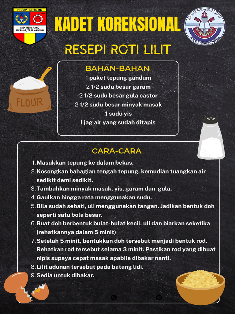Bahan-Bahan 2 Paket Tepung Gandum 5 Sudu Garam 5 Sudu Gula Castor 5 Sudu Besar Minyak Masak 1 ...