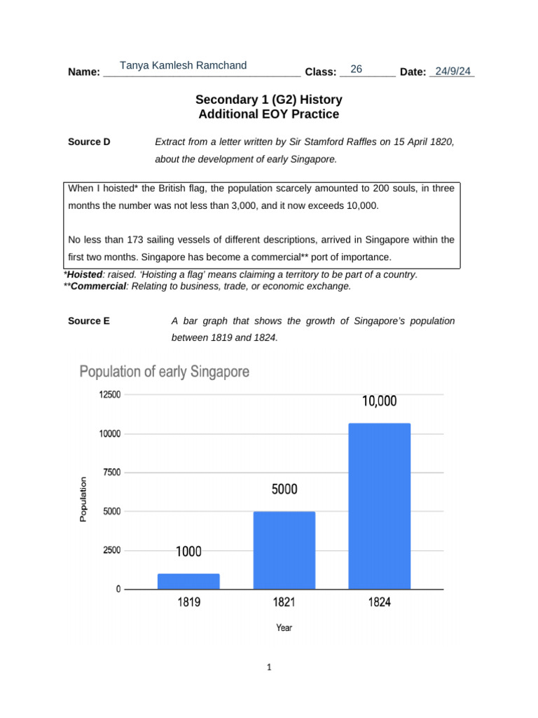 Tanya Kamlesh Ramchand (Broadrickss) - (STUDENT) Additional EOY Prac (Adapted Sec 1 EOY 2022) | PDF