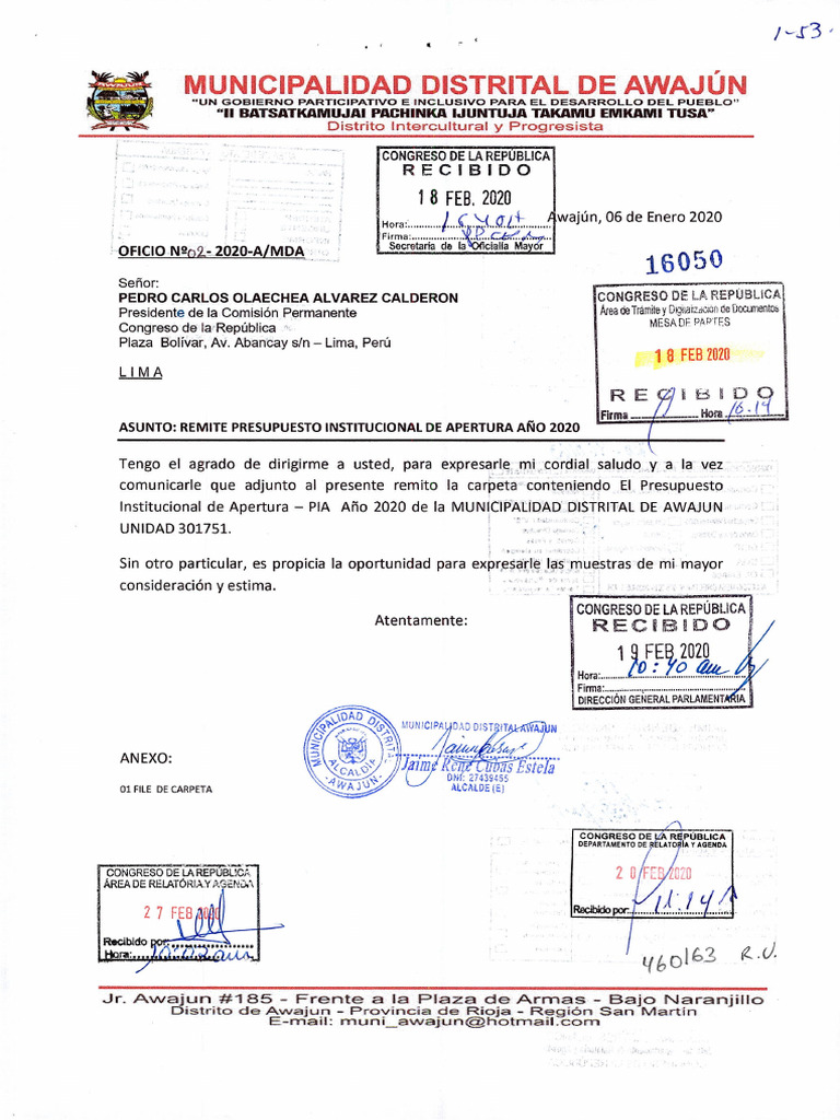 Oficio 02 2020 A Mda | PDF