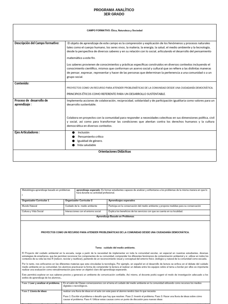 Programa Analitico Cte 3ro | PDF