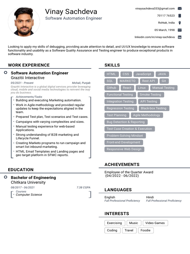 Vinay's Resume | PDF