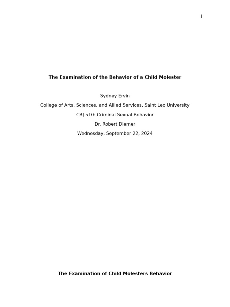 The Examination of The Behavior of A Child Molester | PDF