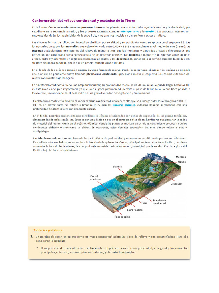 ANEXO #1 Conformación Del Relieve Continental y Oceánico de La Tierra | PDF