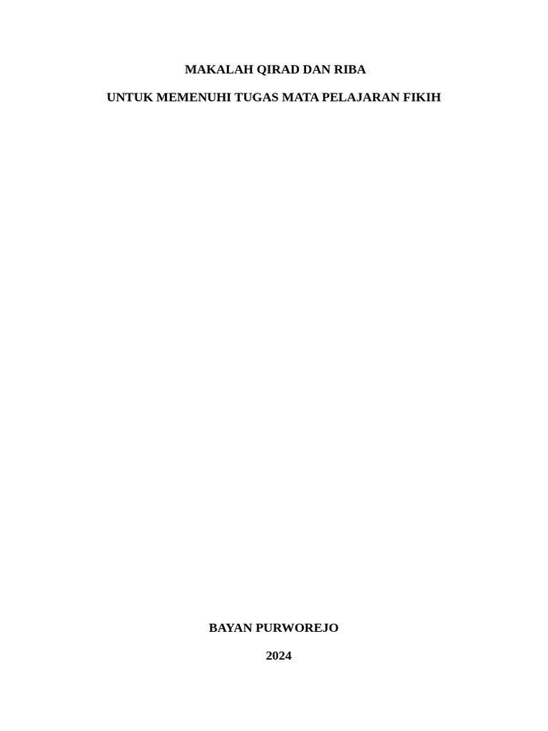 Makalah Qirad Dan Riba | PDF