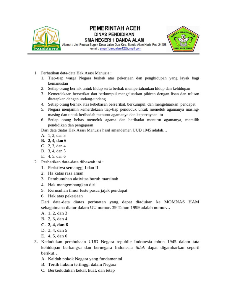 Naskah Soal PKN | PDF