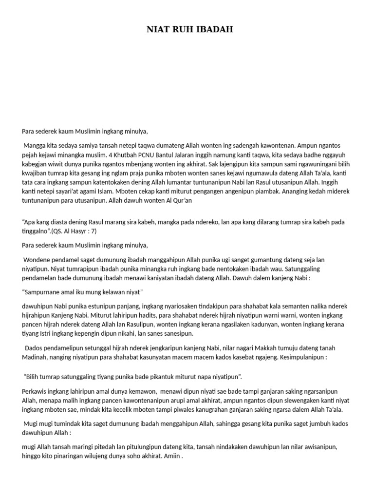 Niat Ruh Ibadah | PDF | Monotheism | Self-Improvement