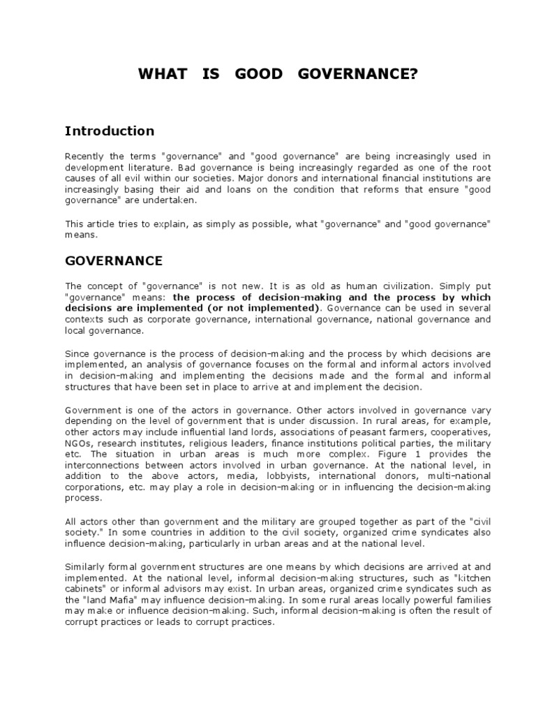 Good Governance | PDF | Good Governance | Governance