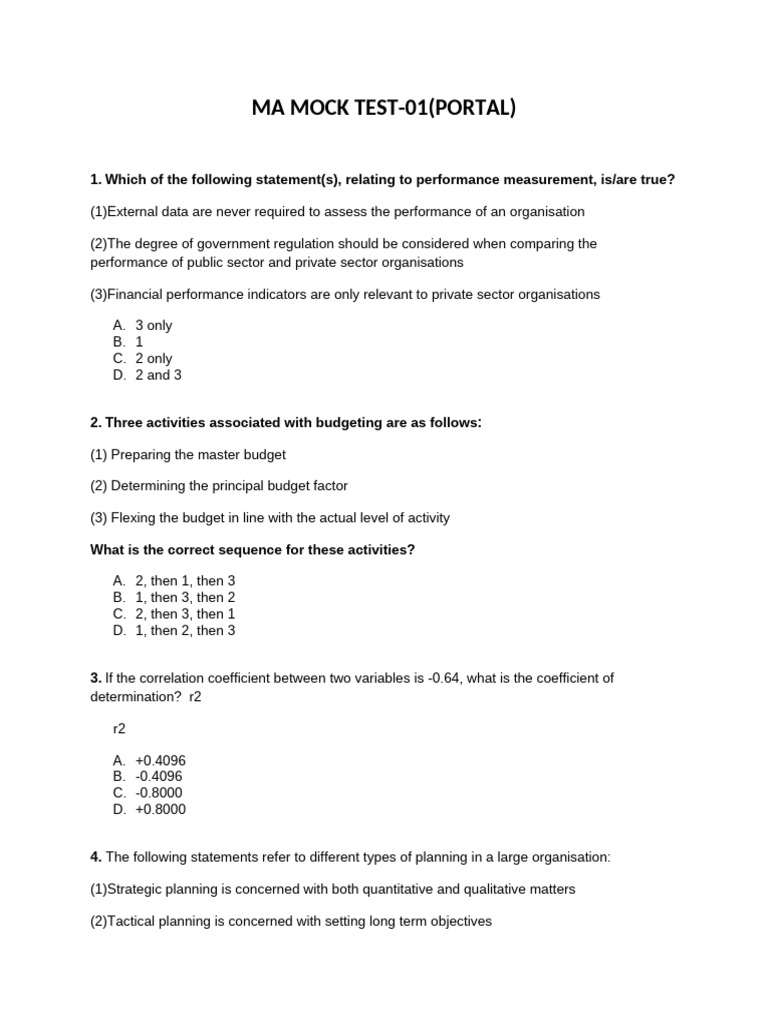 Ma Mock Test-01 (Portal) | PDF