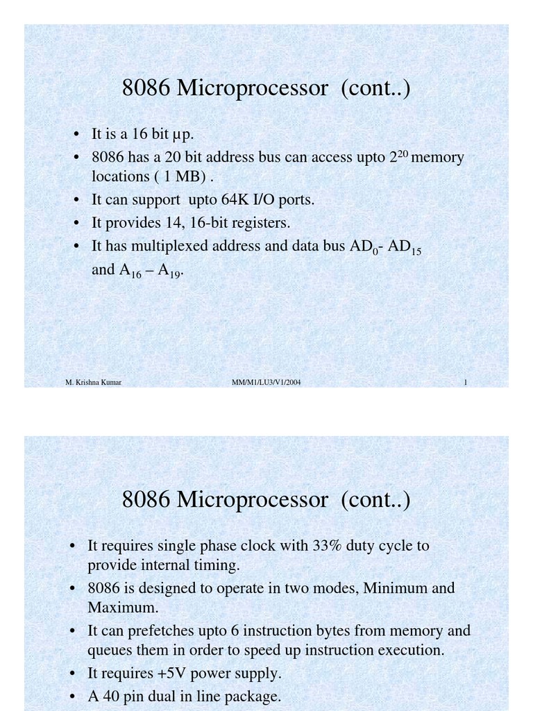 03 8086 Microprocessor | PDF | Instruction Set | Input/Output 03 8086 Microprocessor | PDF | Instruction Set | Input/Output