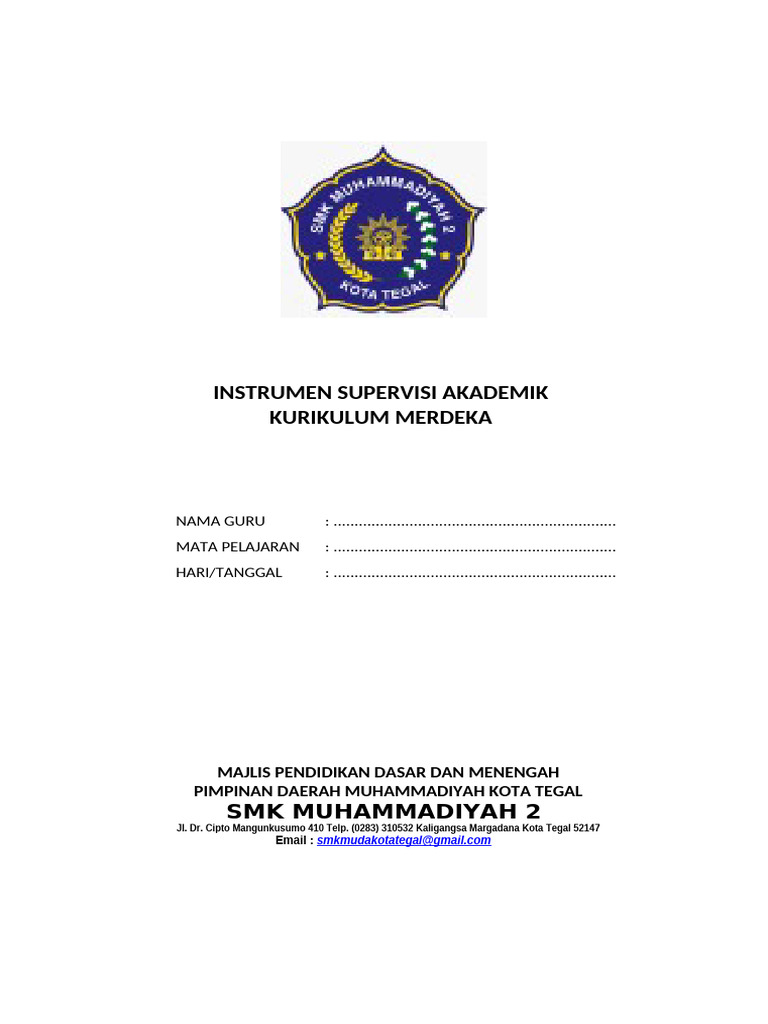 Cover Instrumen Supervisi Akademik | PDF