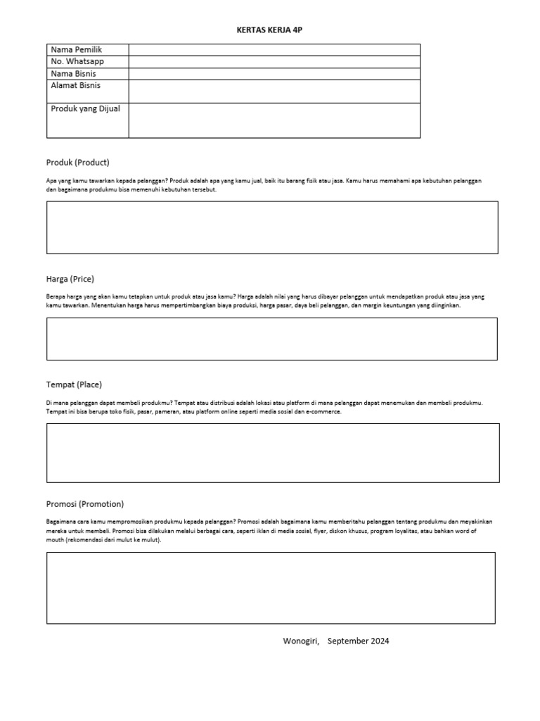 Draft Kertas Kerja 4P | PDF
