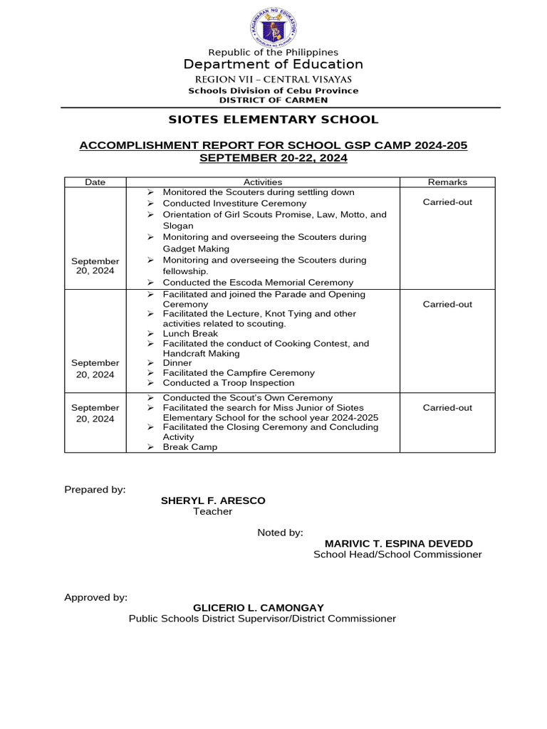 Accomplishment GSP 2024-2025 | PDF
