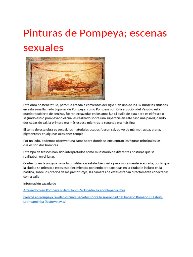 Pinturas de Pompeya Escenas Sexuales | PDF