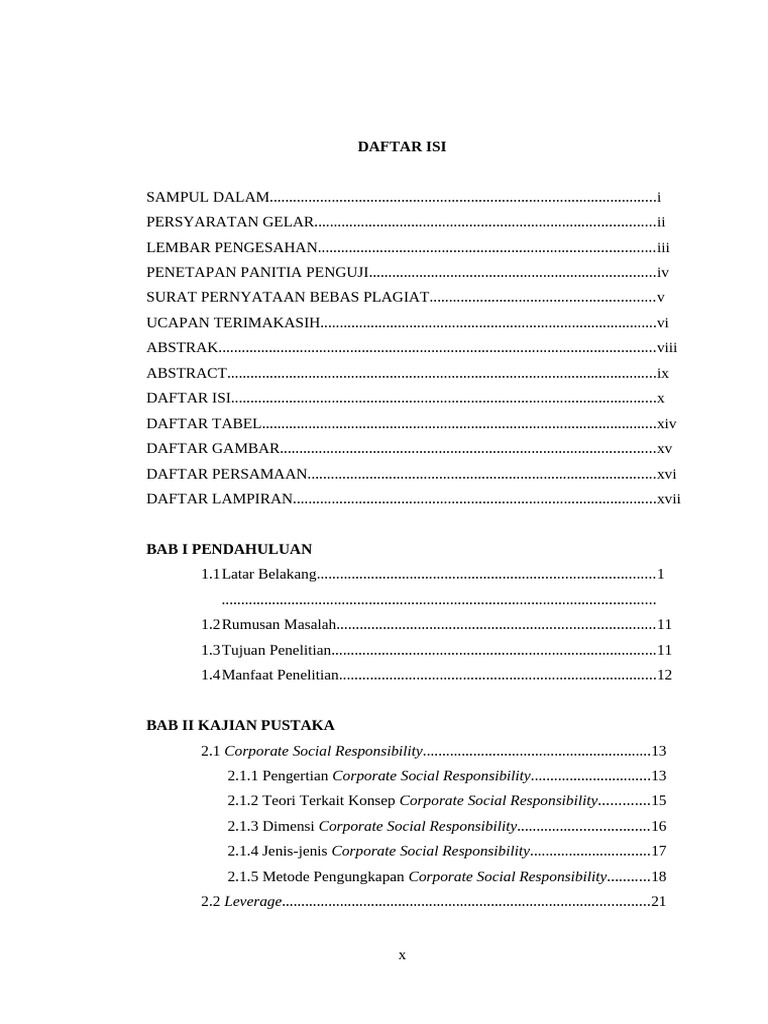 04 - DAFTAR ISI - Tesis | PDF