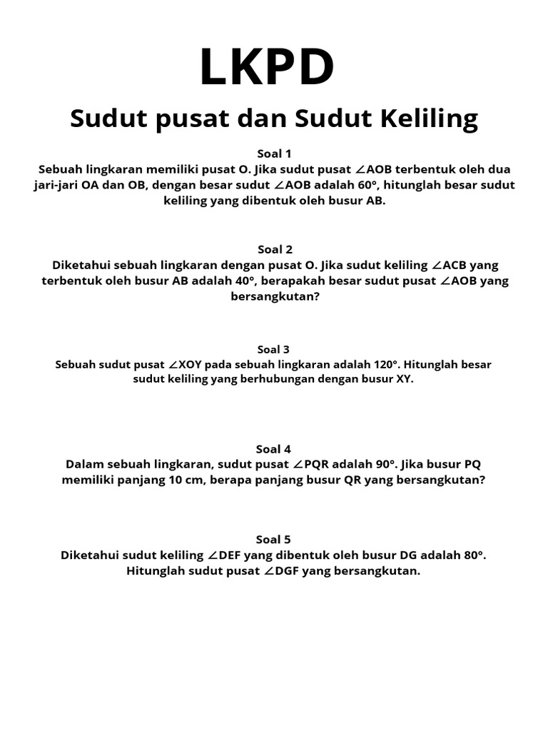 LKPD Sudut Pusat Dan Sudut Keliling Lingkaran | PDF