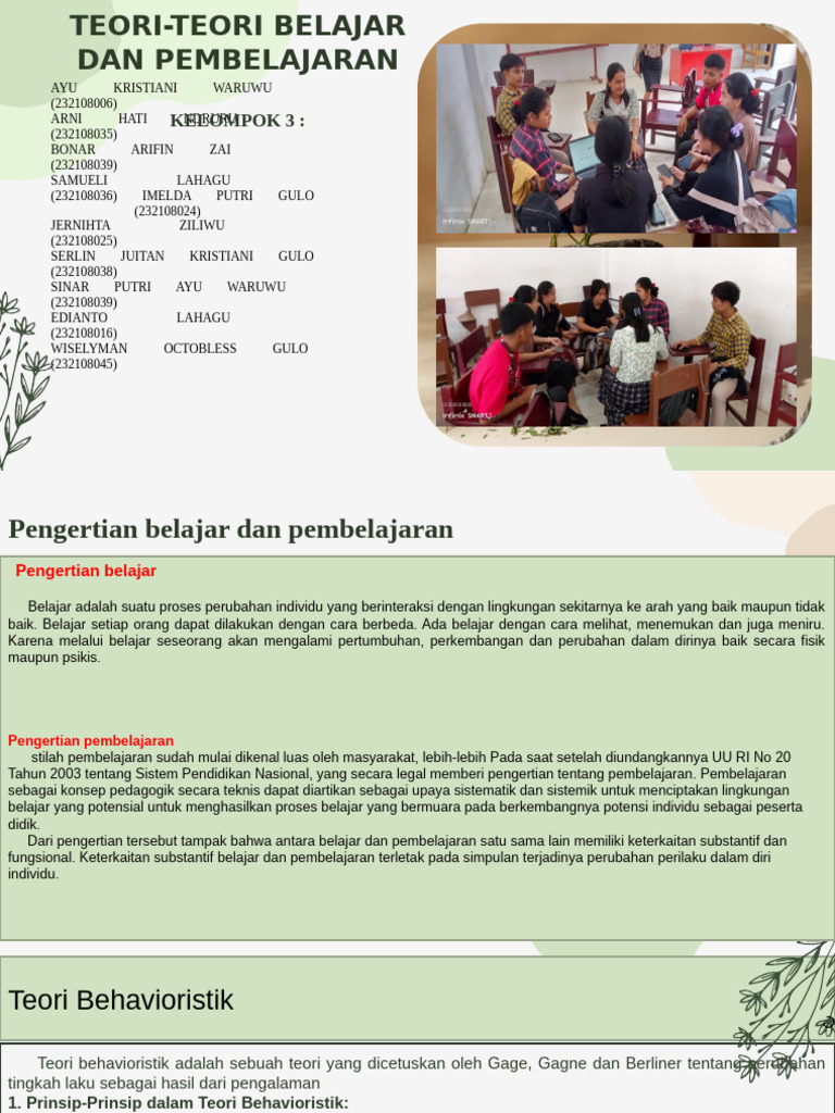 Kel.3 Teori-Teori Belajar Dan Pembelajaran | PDF