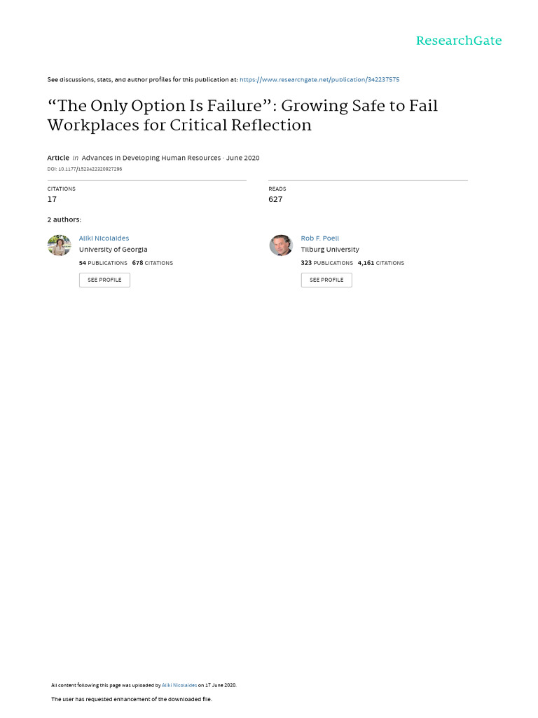 4-4 - The Only Option is Failure - Growing Safe to Fail Workplaces for Critical Reflection | PDF