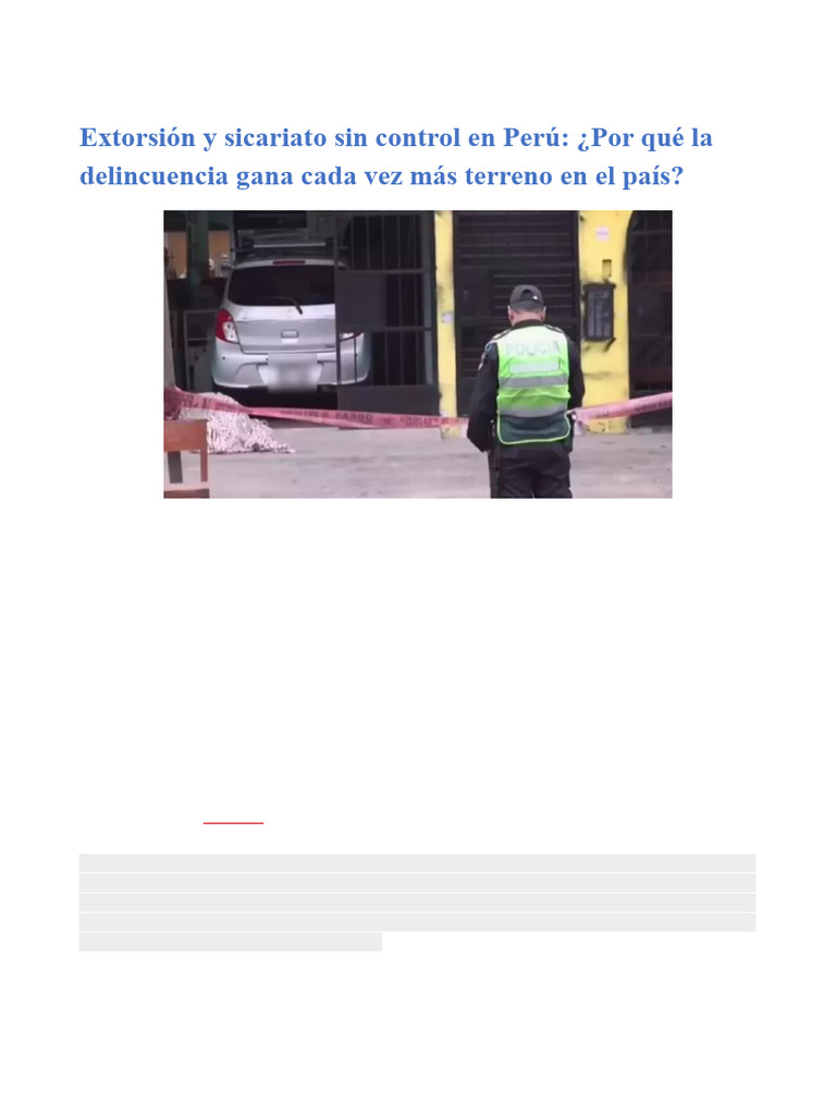 NOTICIA-InSEGCIUDADANAExtorsión y Sicariato Sin Control en Perú | PDF