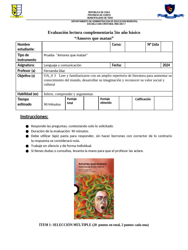 pRUEBA AMORES QUE MATAN | PDF