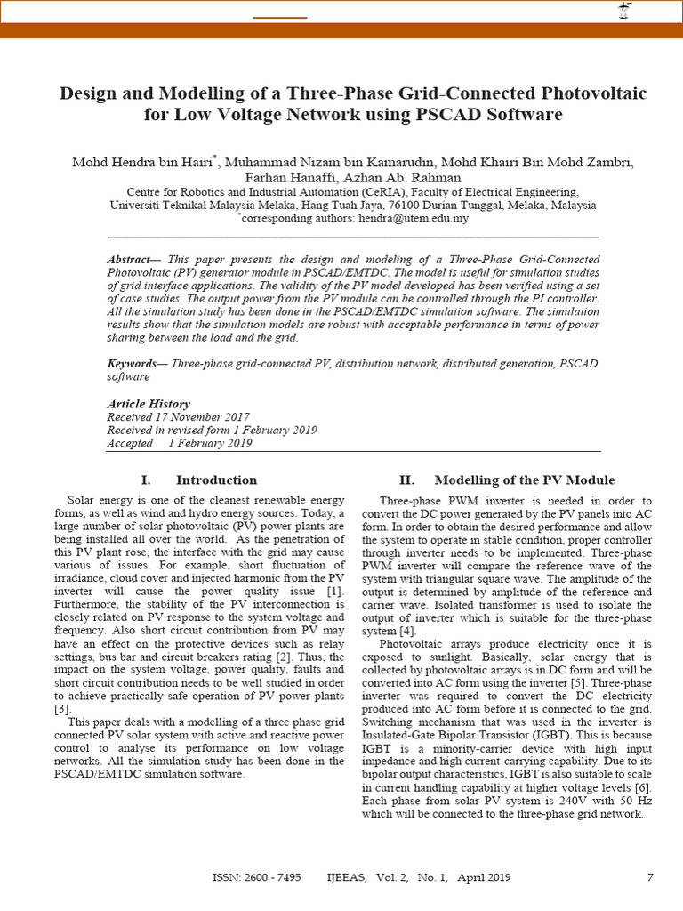 Design and Modelling of A Three-Phase Grid-Connected Photovoltaic For ...
