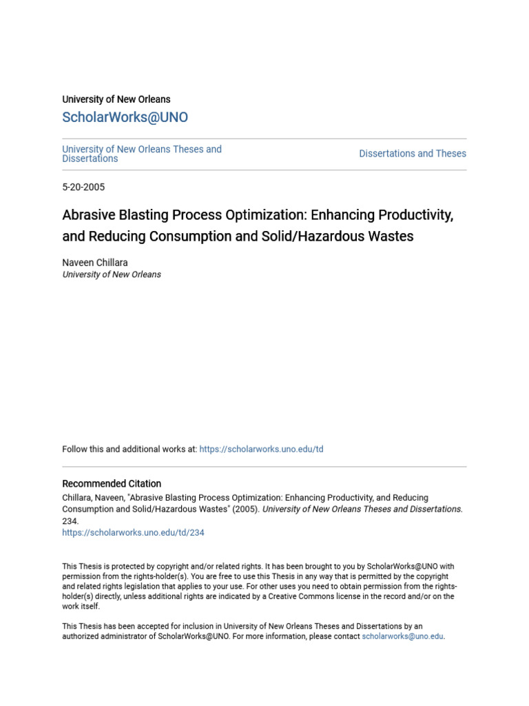 Abrasive Blasting Process Optimization - Enhancing Productivity | PDF