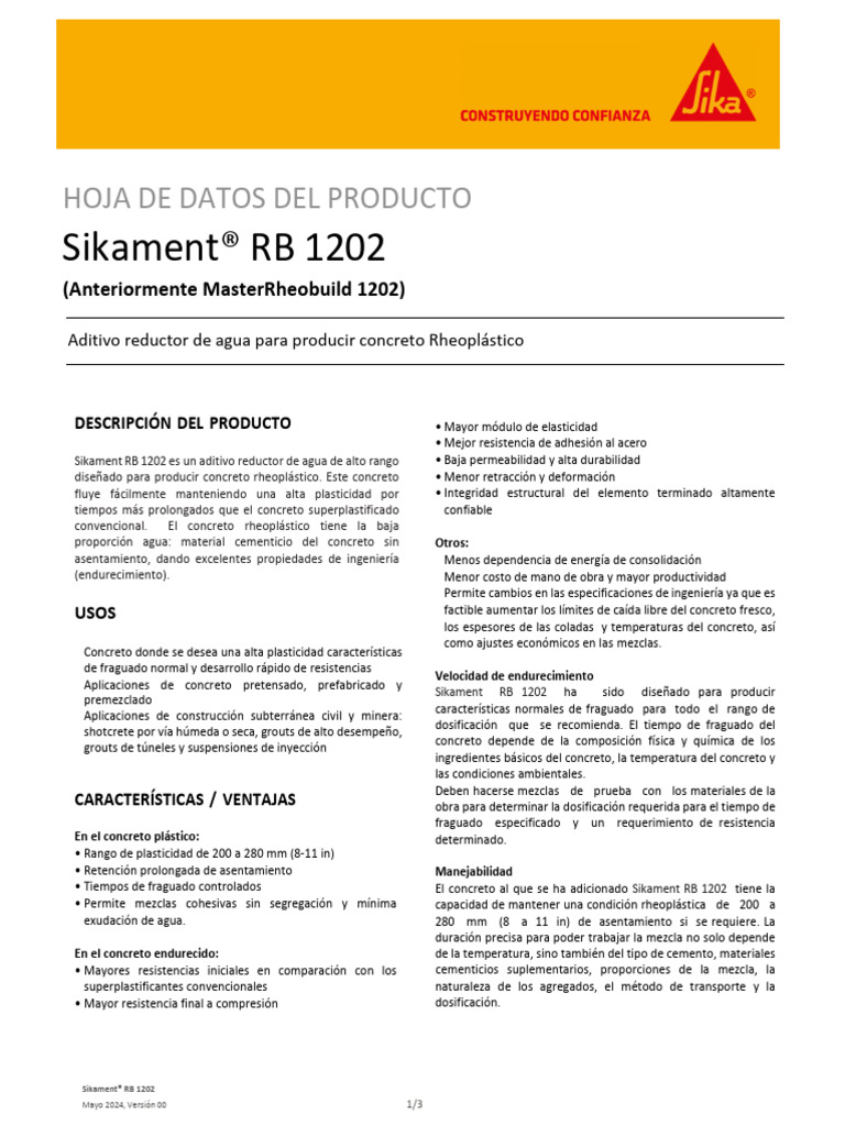 FICHA TÉCNICA Sikament RB 1202 | PDF