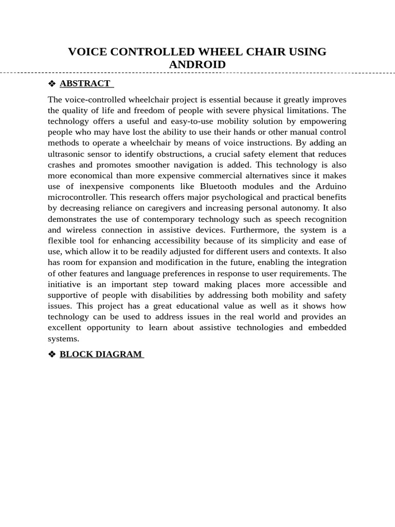 CT-140 Voice Controlled Wheel Chair Using Android | PDF