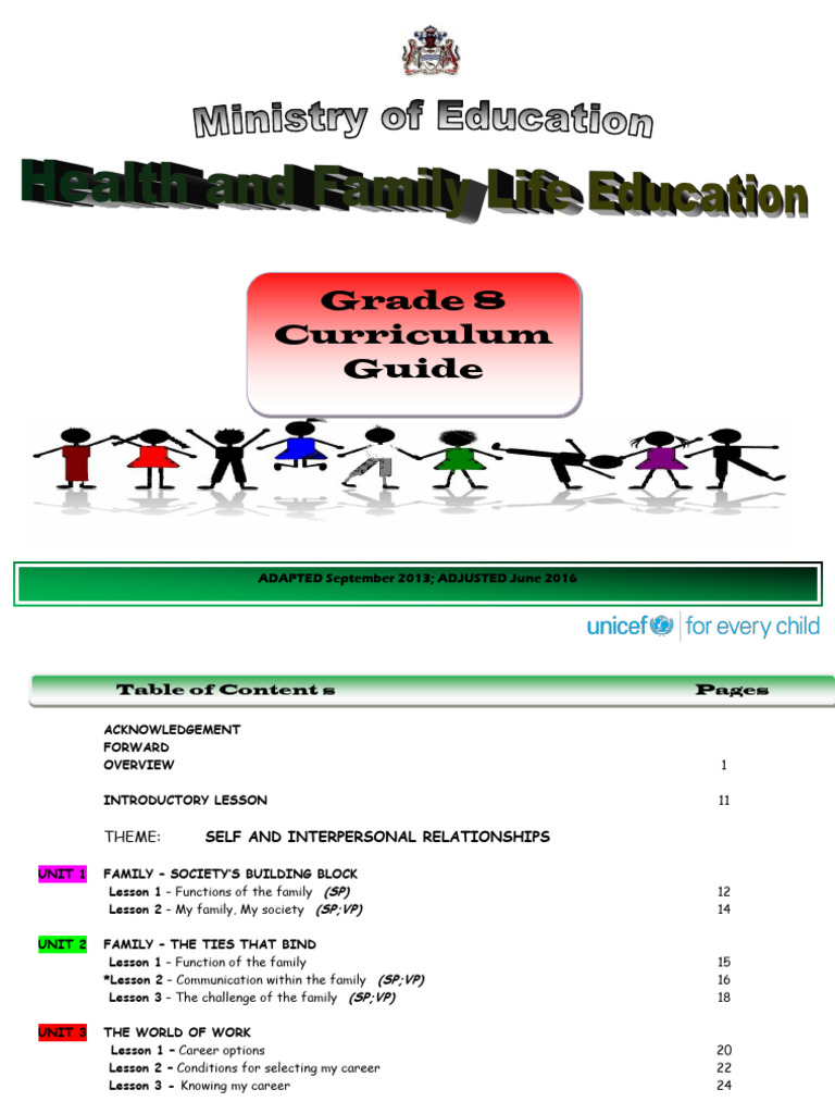 Health and Family Life Education - HFLE - Grade 8 Curriculum Guide ...