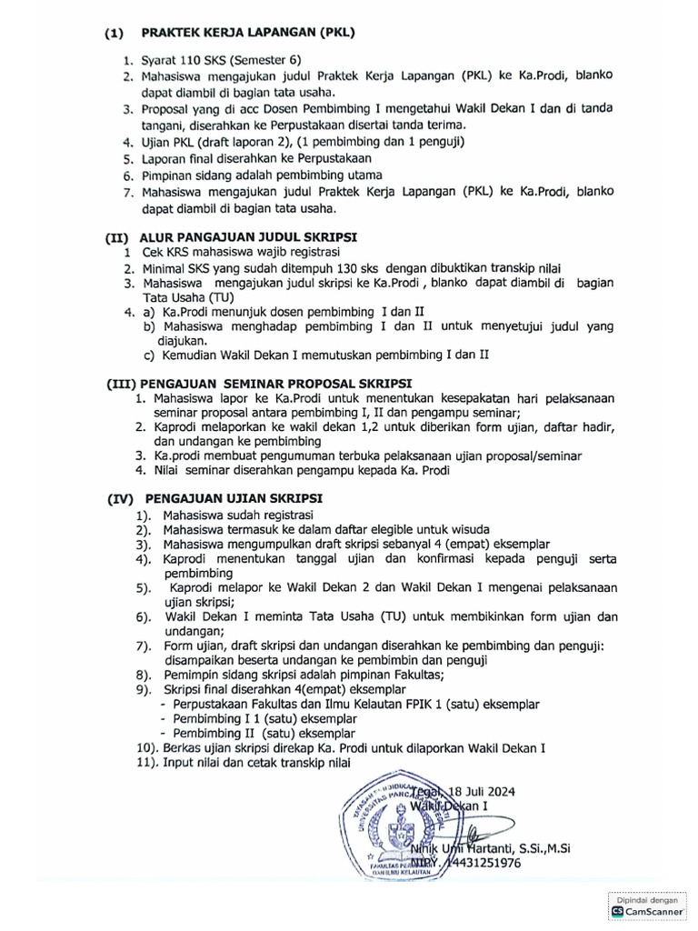 Alur Pendaftaran Pkl,Seminar ,Skripsi | PDF