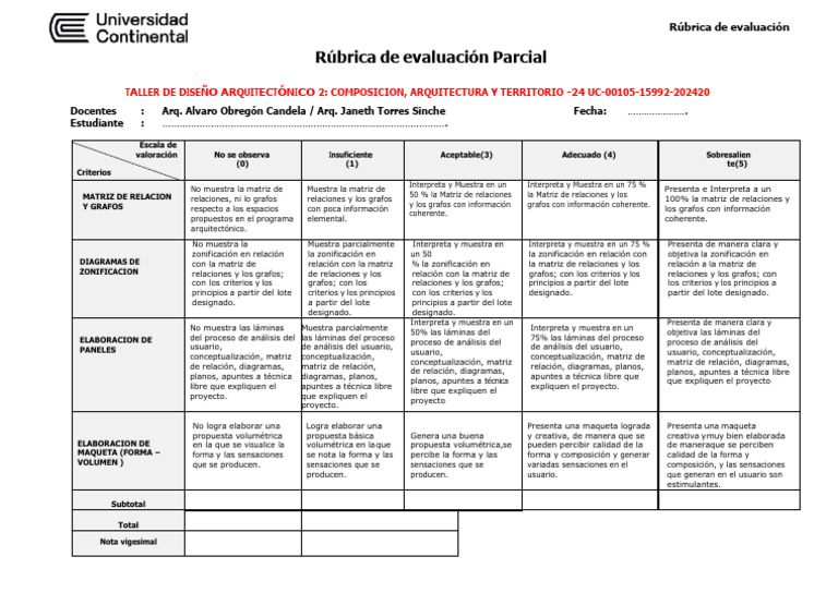 Rubrica de Evaluacion Parcial - Taller 2 | PDF