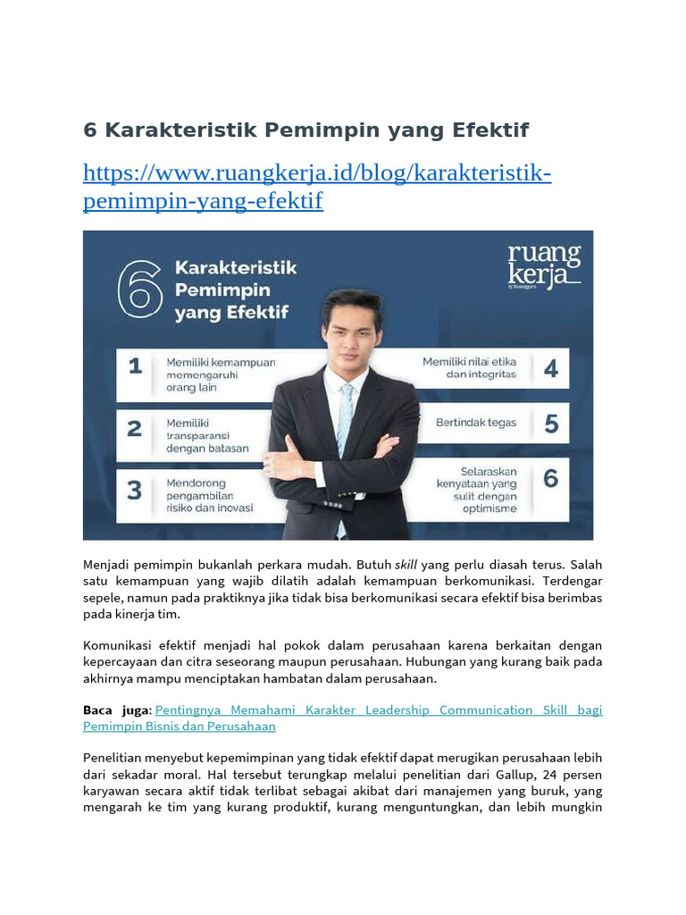 6 Karakteristik Pemimpin Yang Efektif | PDF