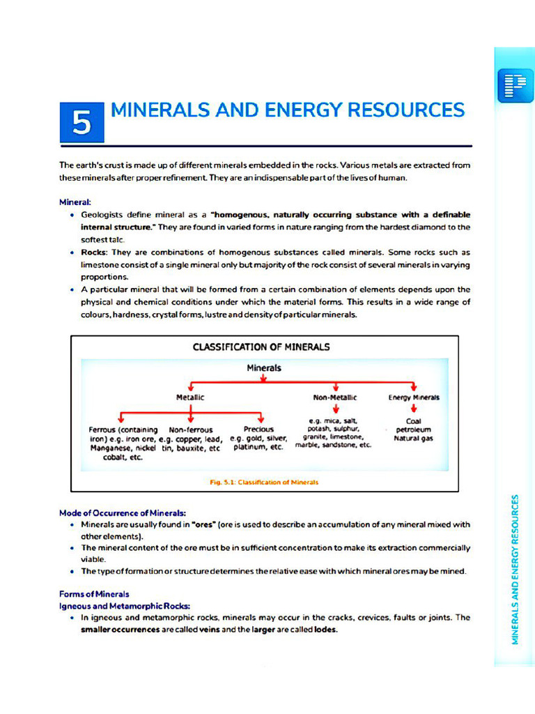 Chapter 5 Minerals and Energy Resources | PDF
