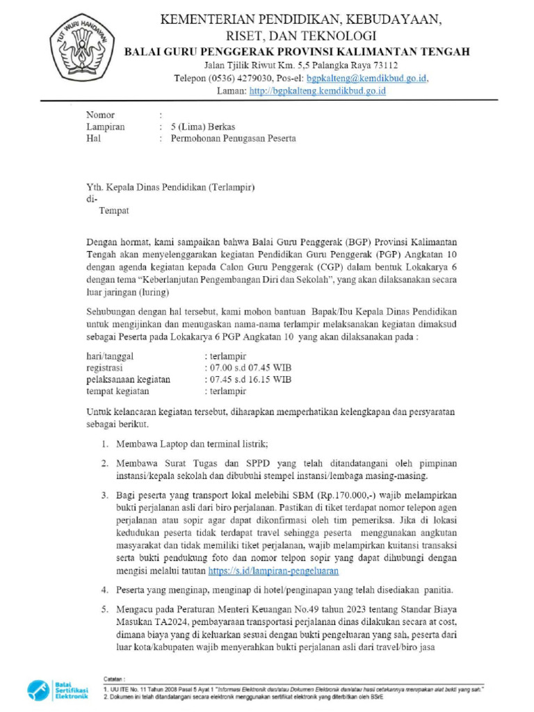 1 Surat Permohonan Penugasan CGP | PDF