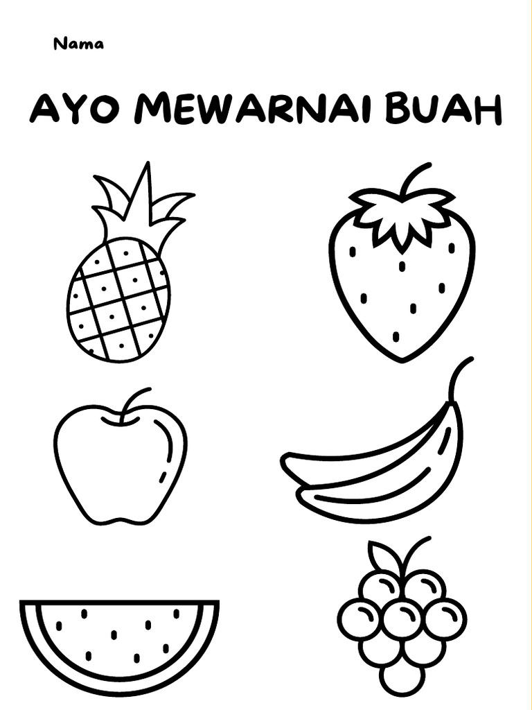 Yellow Black White Fruit Coloring Sheet | PDF