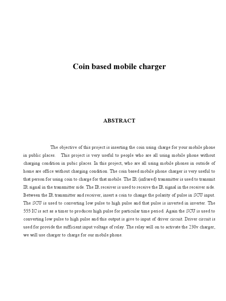 Coin Based Charger | PDF
