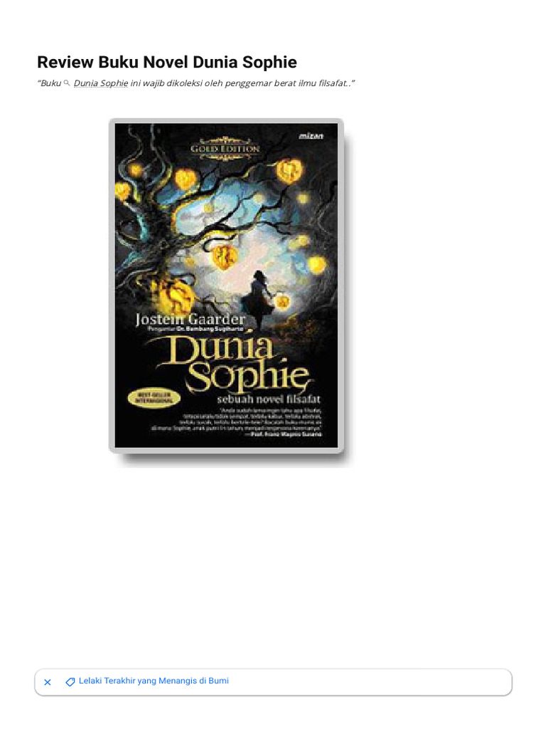 Review Buku Novel Dunia Sophie | PDF