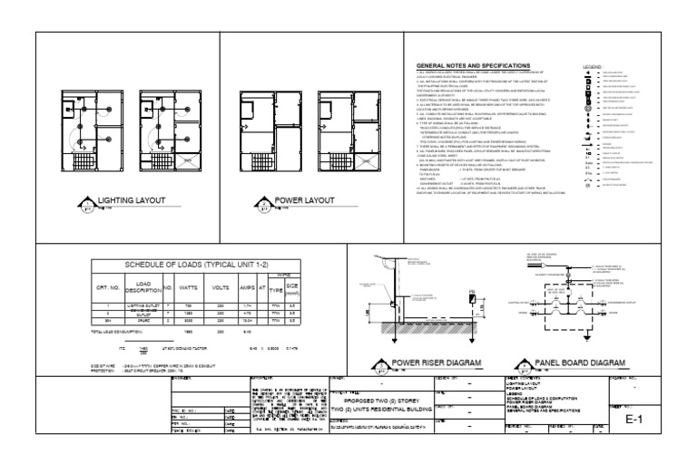 Lighting Layout Power Layout: Schedule of Loads (Typical Unit 1-2) | PDF