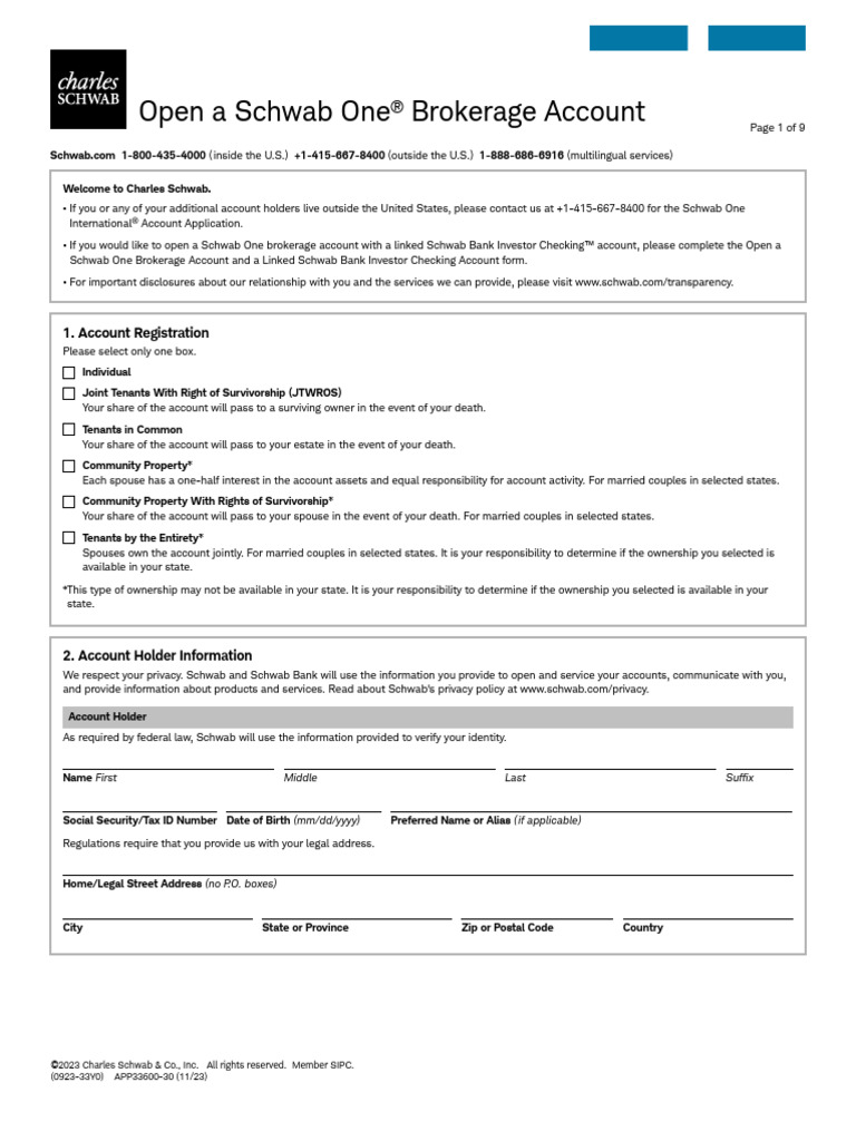 Open A Schwab One Brokerage Account | PDF